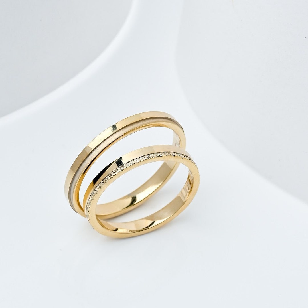 Minimal Wedding Band Set Wedding Bands Set Matching Rings - Etsy