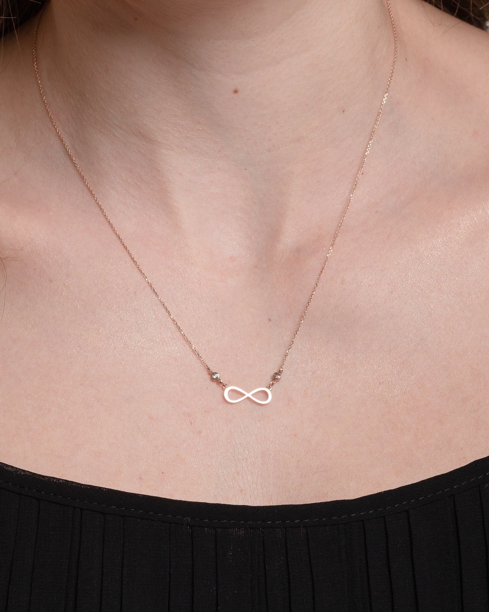 Solid Gold Infinity Necklace 14k Gold Infinity Symbol Simple | Etsy
