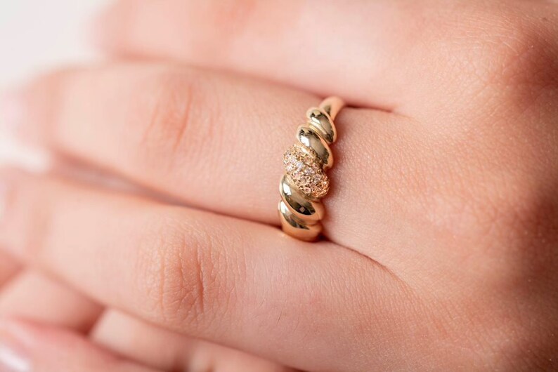 Croissant Ring Croissant Dome Ring Gold Croissant Ring - Etsy