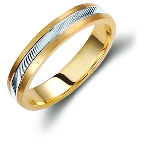 Two-tone Wedding Band, 4mm Wedding Bands Set, Matching Rings, Engrave ...
