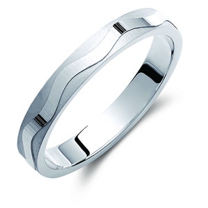 Wavy Wedding Band, Wedding Bands Set, Matching Rings, Engrave Band Ring ...
