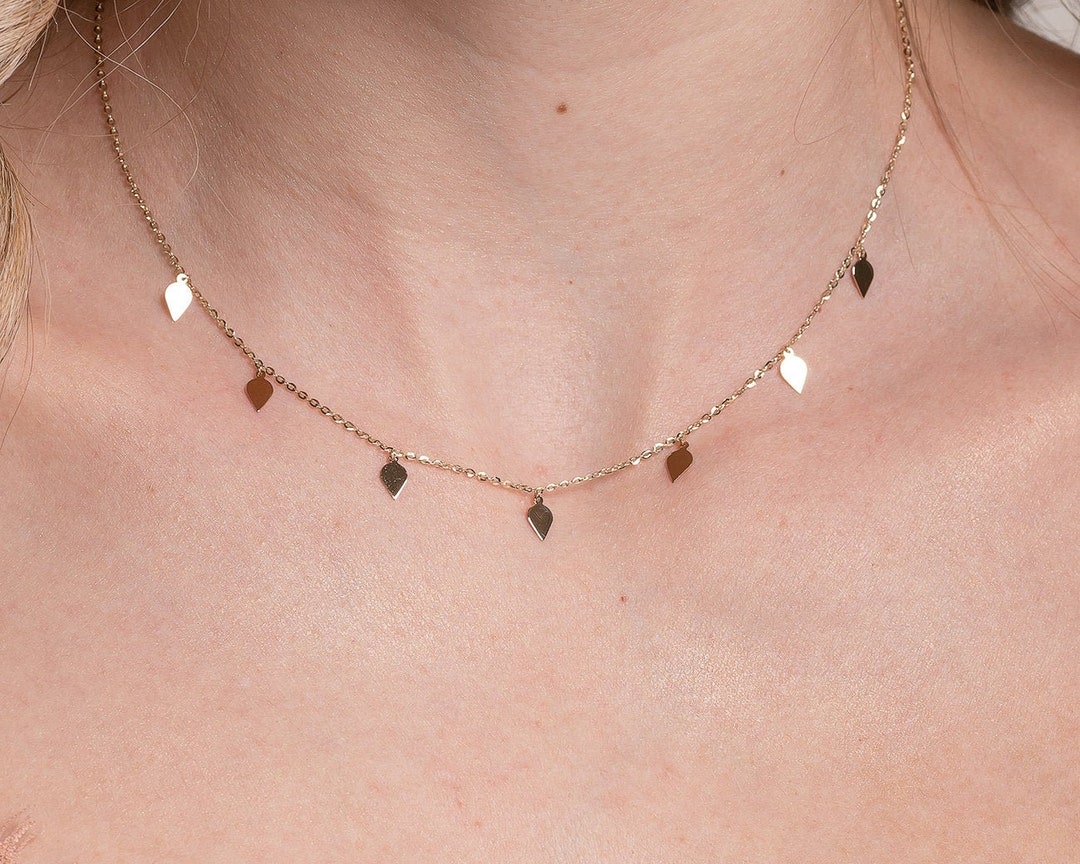 Nature Inspired Leafy Necklacehanging Leaves Necklacegold - Etsy