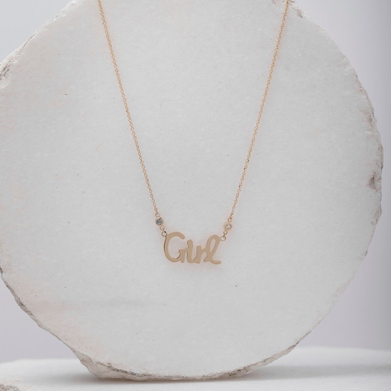 Script Necklace Girl Necklace Nameplate Necklace CZ - Etsy