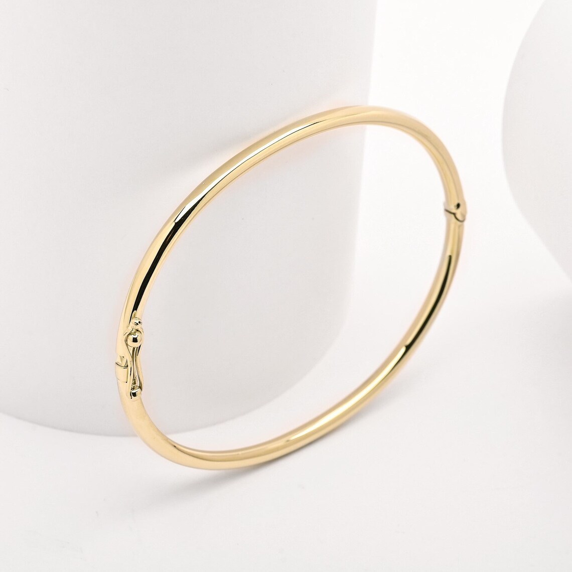 Round Bangle Bracelet 14K Bracelet Personalized Bangle - Etsy