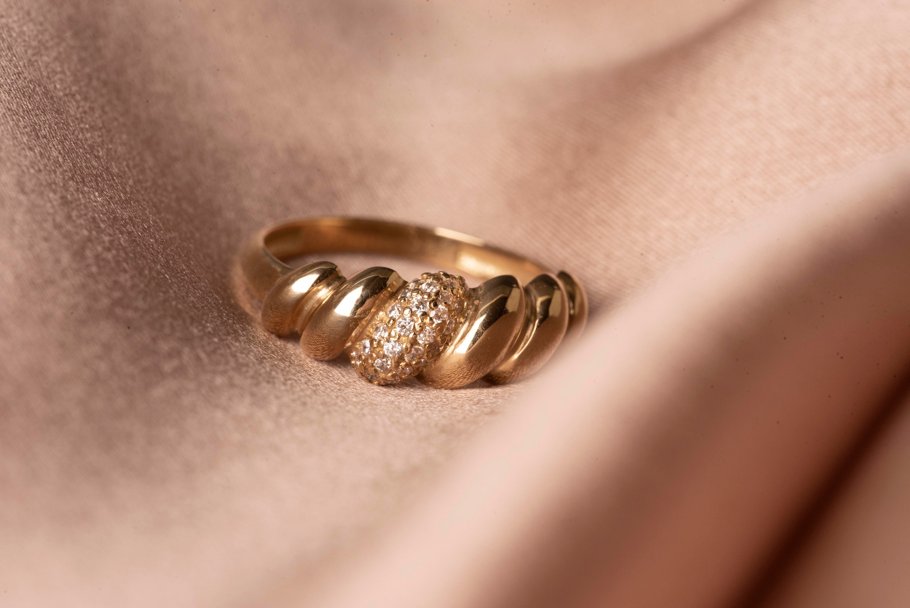 Croissant Ring Croissant Dome Ring Gold Croissant Ring - Etsy