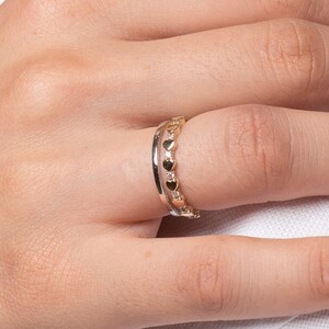Double Row Ring Heart Ring Diamond Heart Ring Two-tone - Etsy