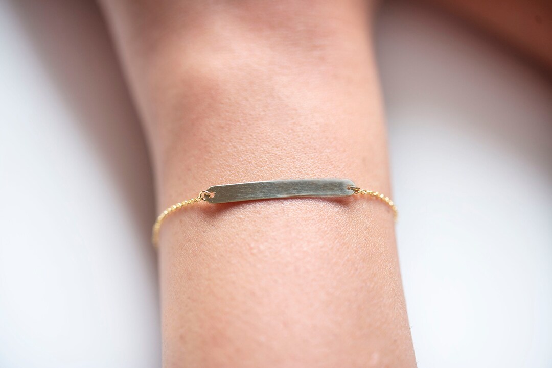 Dainty ID Bracelet, Custom Engraved Bracelet, ID Bracelet, Gold Name ...