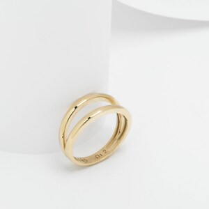 Double Row Ring, Open Ring, Double Band Ring, 14k Gold Ring, Statement ...
