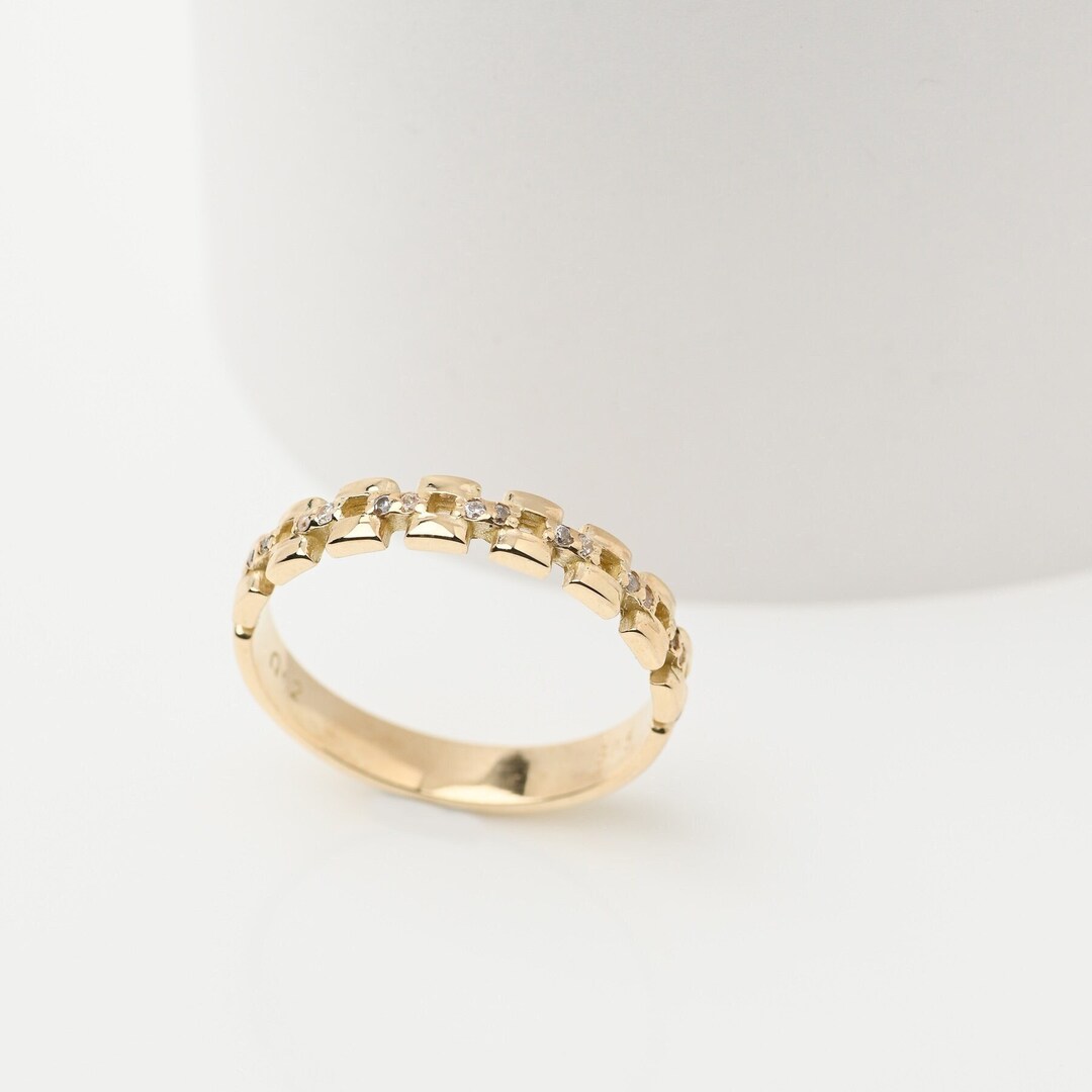 Chain Link Ring, Curb Chain Ring,14k Gold Chain Ring, Cuban Link Chain ...