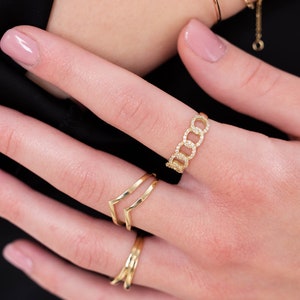 Double Row Ring, Open Ring, Double Band Ring, 14k Gold Ring, Statement ...