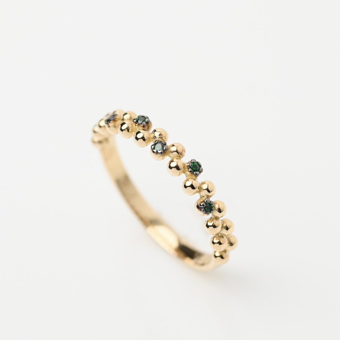 14k Solid Gold Bold Bead Ring, Gold Bead Ring, Ball Ring, Stacking ...