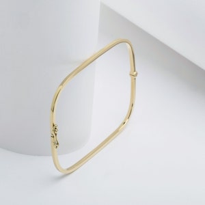 Square Bangle Bracelet, Custom Gold Bangle, 14K Gold Bangle, Hinged ...