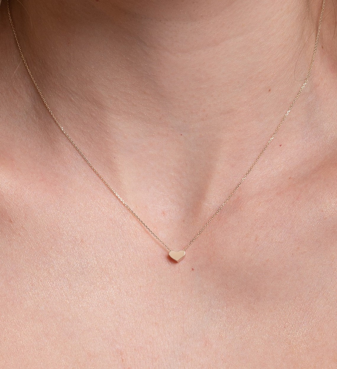 Floating Heart Necklace14k Gold Heart Necklace Minimalistic - Etsy