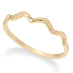Flat Wavy Ring, Zig Zag Ring, Ripple Ring, 14K Gold Thin Wavy Ring, Stacking Ring, Layering Ring ...