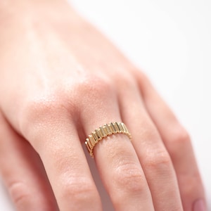 Ribbed Ring, 14k Solid Gold Ring, Vintage Art Deco Ring, Gold Ribbed ...