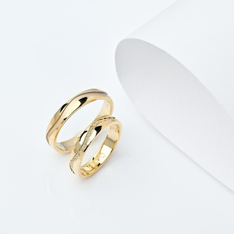 Wavy Wedding Band Wedding Bands Set Matching Rings Engrave - Etsy