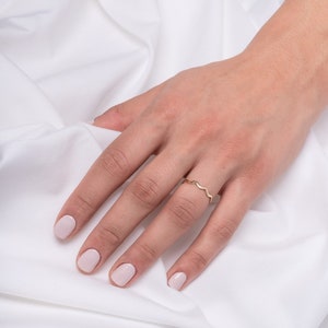 Flat Wavy Ring, Zig Zag Ring, Ripple Ring, 14K Gold Thin Wavy Ring, Stacking Ring, Layering Ring ...