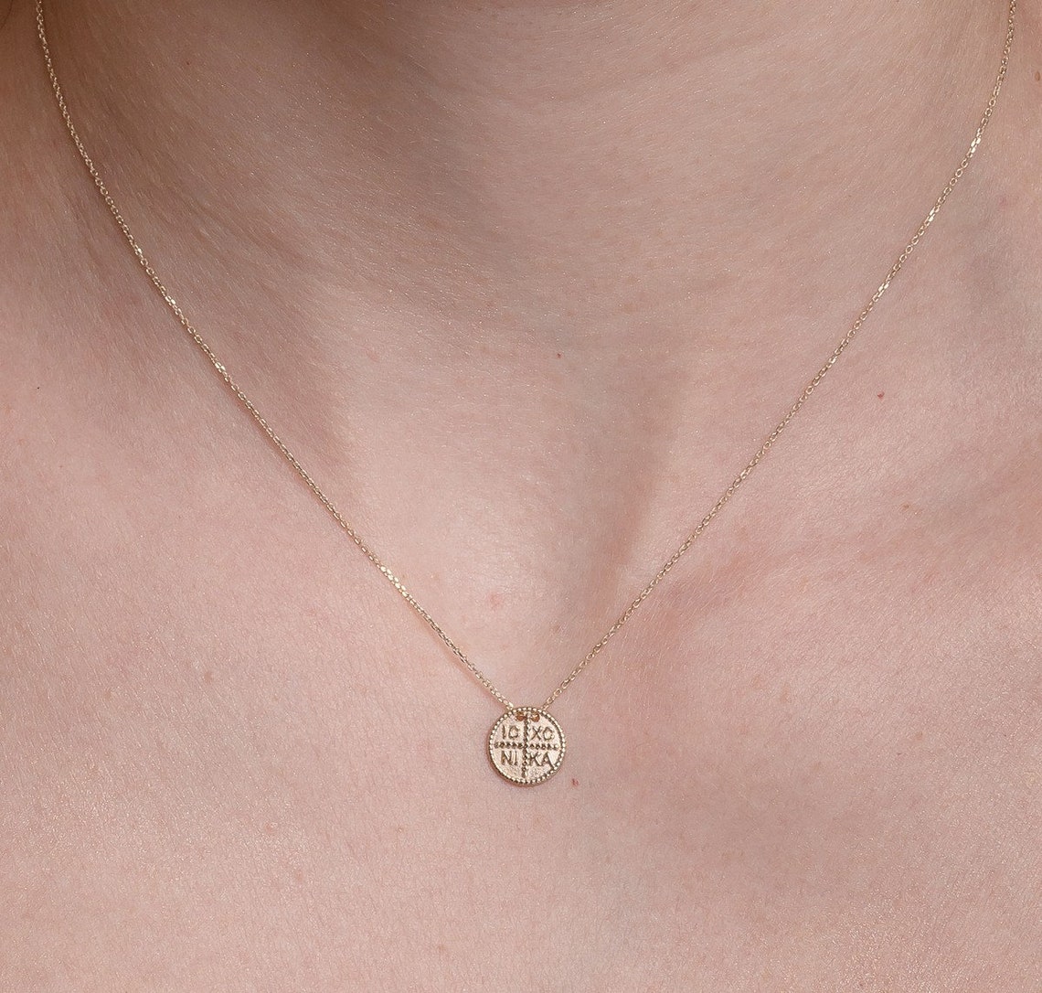 Gold Coin Necklace Gold Coin Cross Necklace Byzantine Coin - Etsy