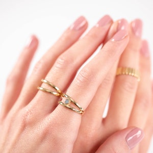 Double Row Ring, Open Ring, Double Band Ring, 14k Gold Ring, Statement ...