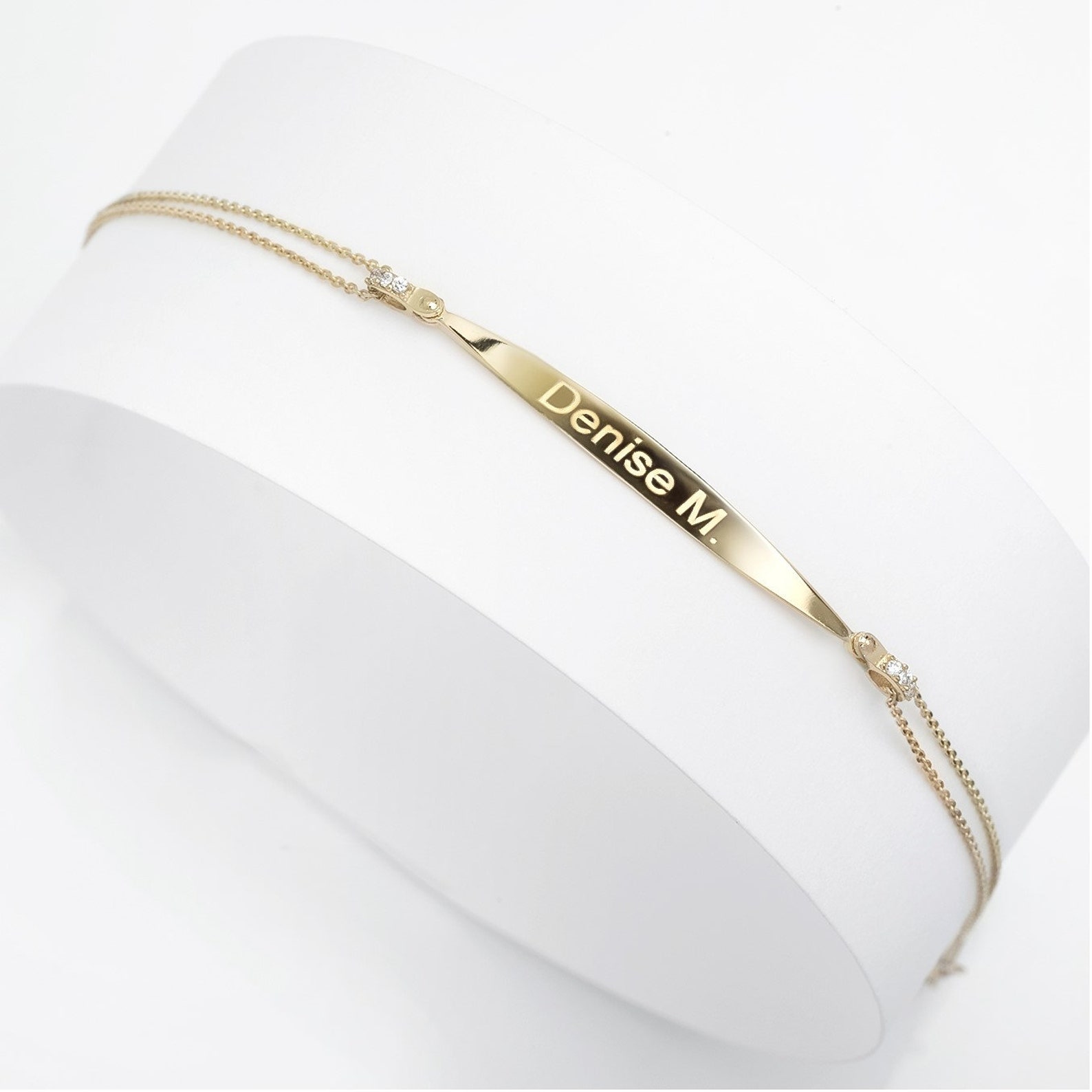 Engravable ID Bracelet in 14K Gold for Personalized Gift for - Etsy