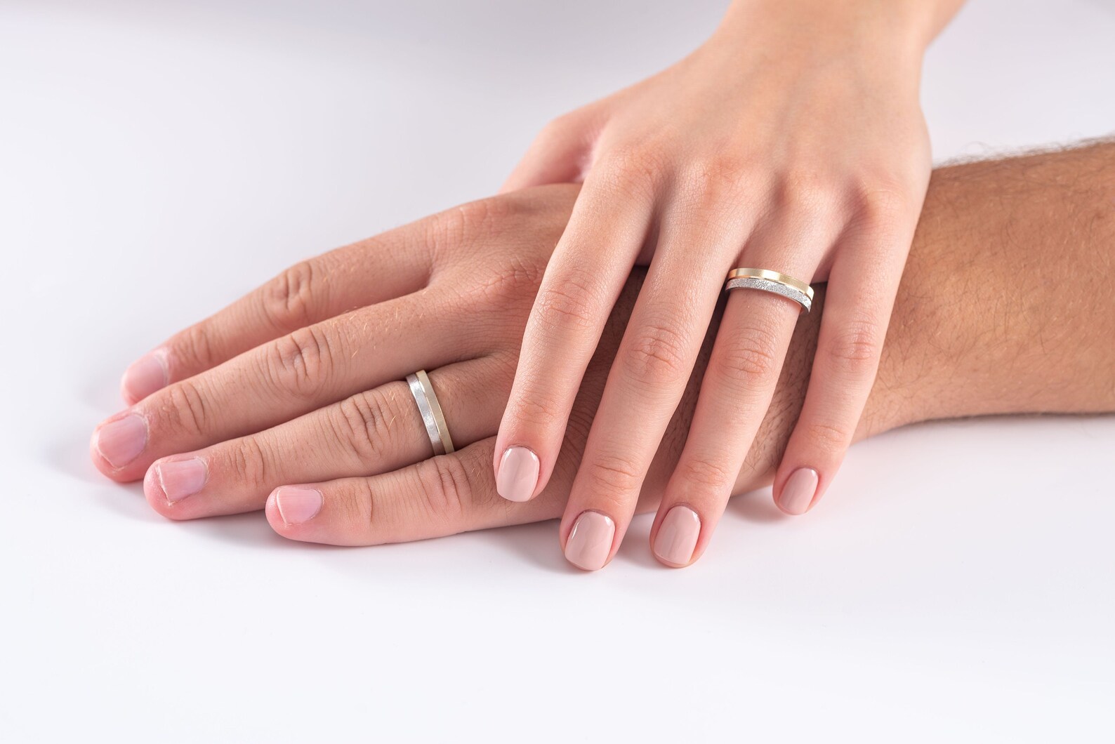 Two Tone Wedding Bands 5 Mm Wedding Bands Set Matching - Etsy