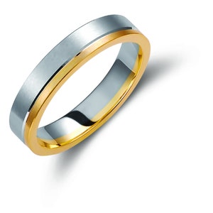 Two-tone Wedding Band, 4mm Wedding Bands Set, Diamond Matching Rings ...