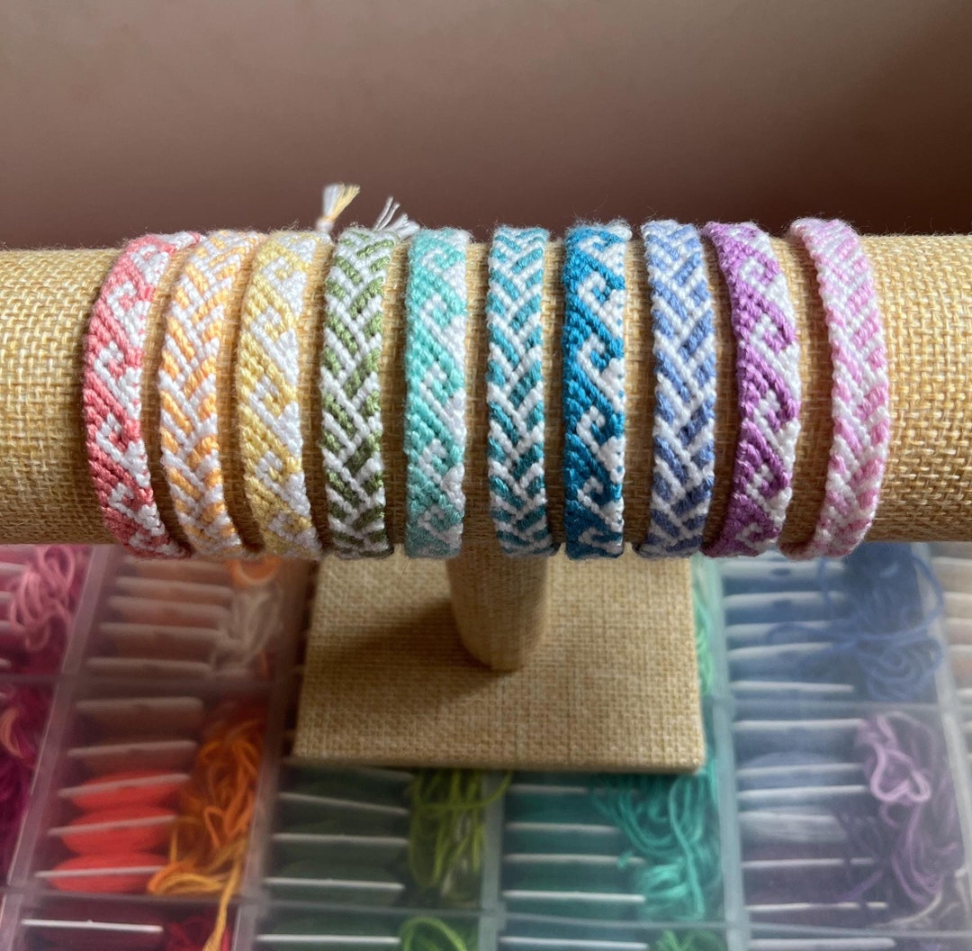 Summer Greek Wave & Braided Stitch Knotted String Friendship Bracelet ...