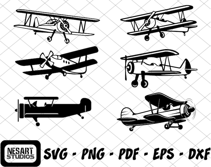 Biplane SVG, Fly Svg, Propeller Plane Svg, Aircraft Svg, Airplan Svg ...