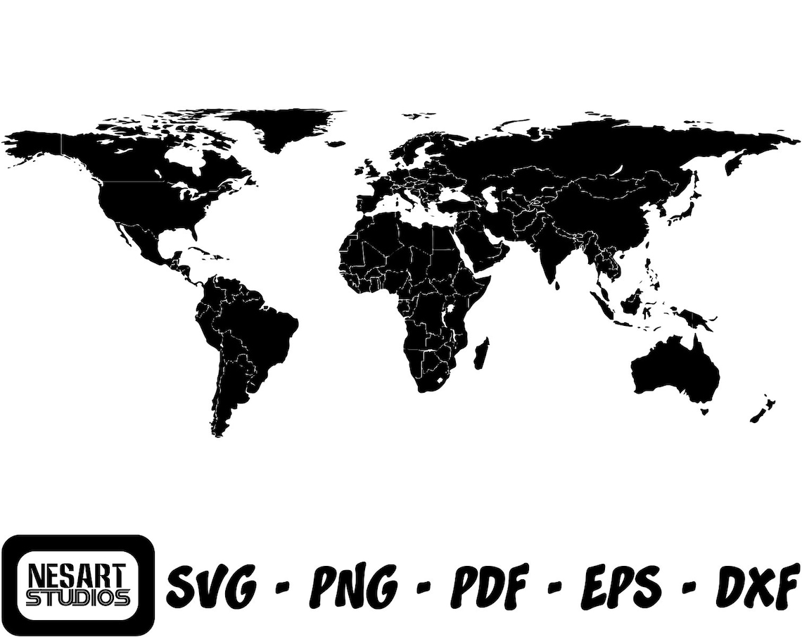 World Map SVG, World SVG, Travel SVG, World Map, Clipart, Svg, Map Dxf ...