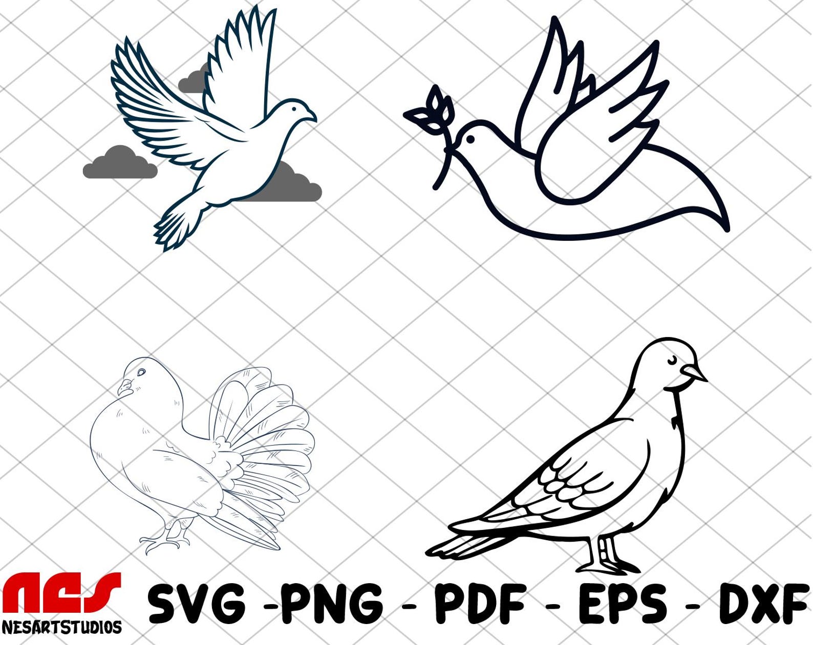 Taube SVG-Silhouette, Taube svg, Taube Silhouette, Vogel-Silhouette ...