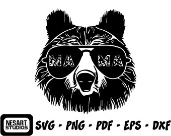 Bear Whit Glasses,silhouette Svg,cutting Files,clip Art Cricut Cuttable ...