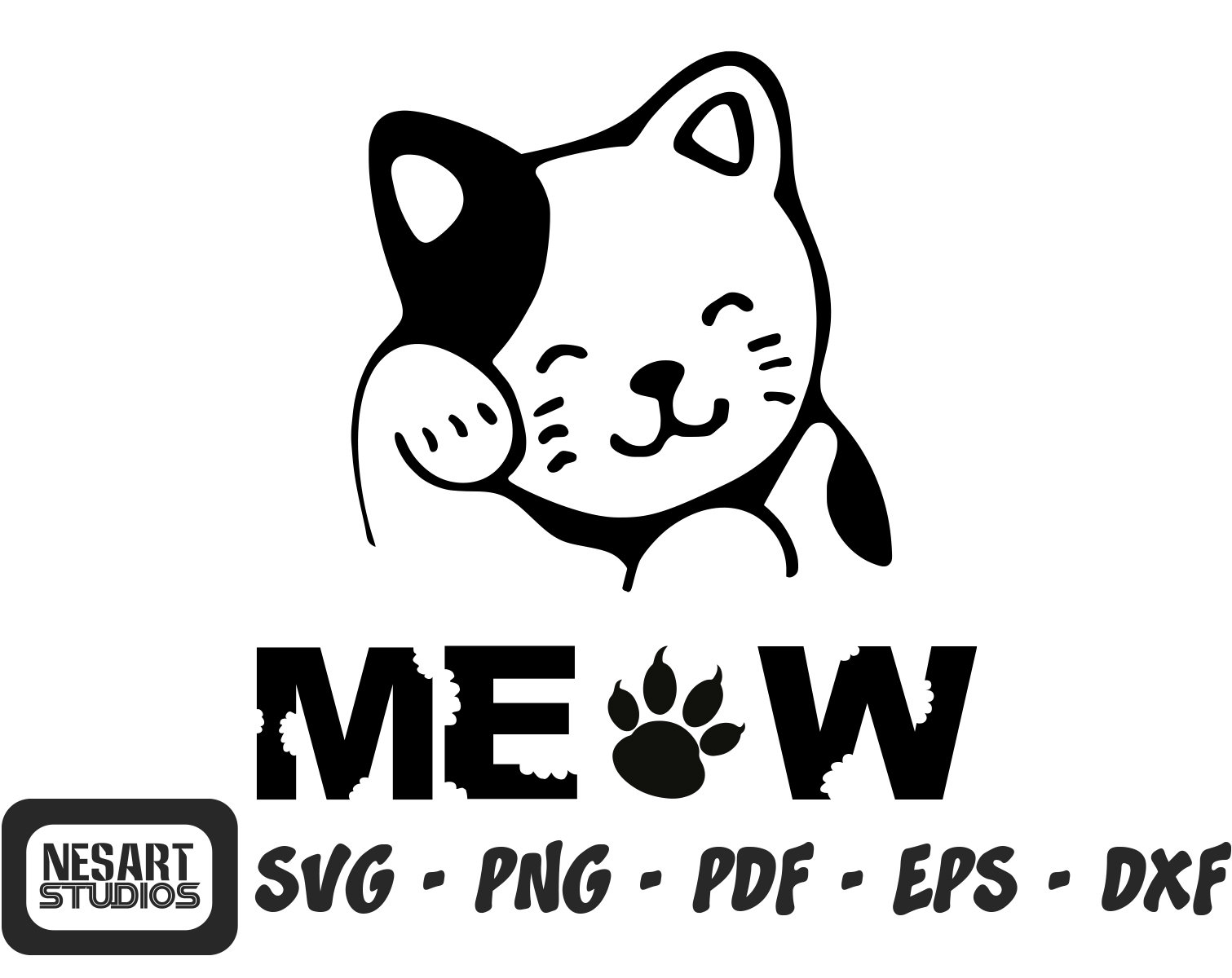 Meow Svg Meow Cut File Cat Svg Cat Silhouette Cut Files | Etsy