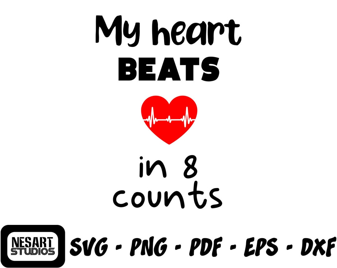 My heart beats in 8 counts SVG, DXF, eps, PNG, cheer svg, gymnastics ...