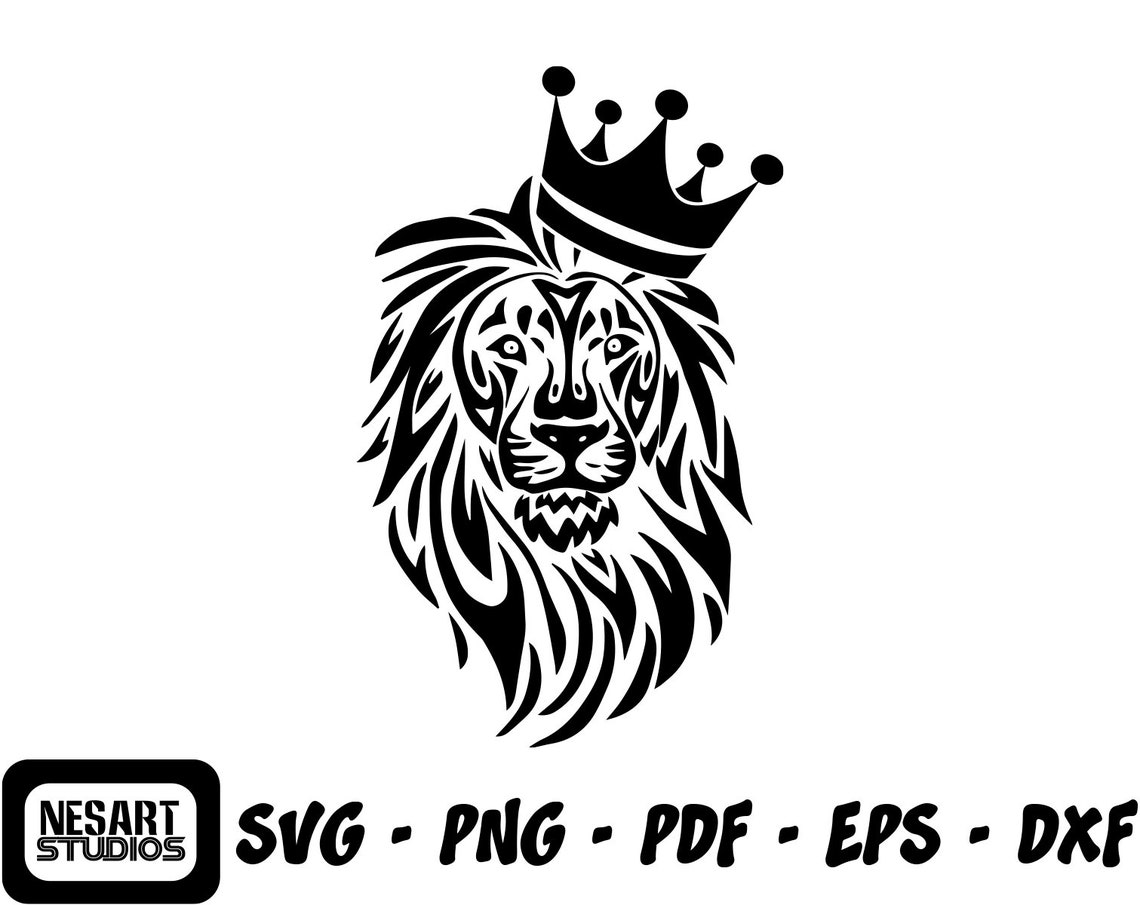King Lion SVG PNG Royal Lion in Crown Svg Lion's Head - Etsy