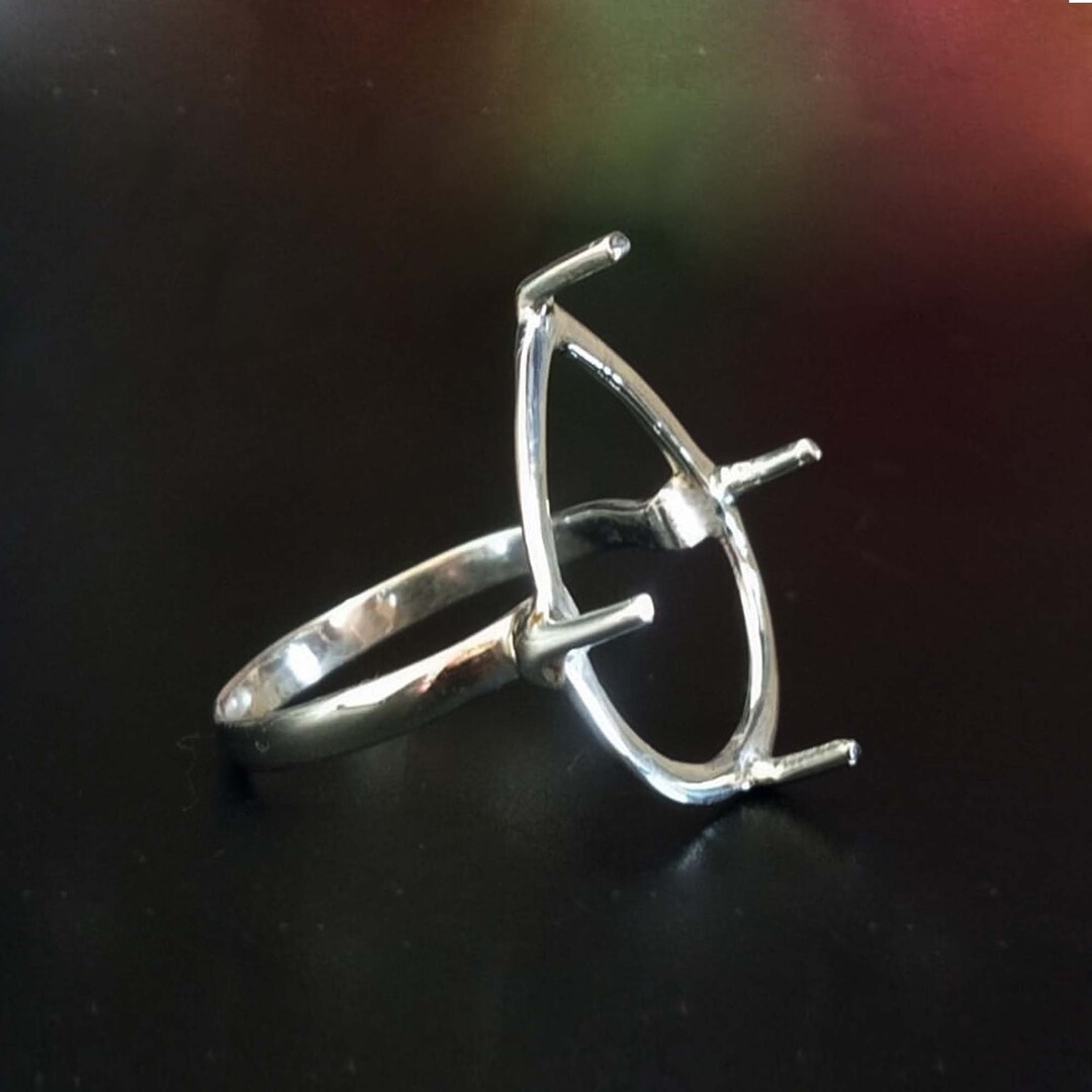 925 Sterling Silver Ring Collet 4x6mm to 13x18mm Pear Gemstone Metal ...