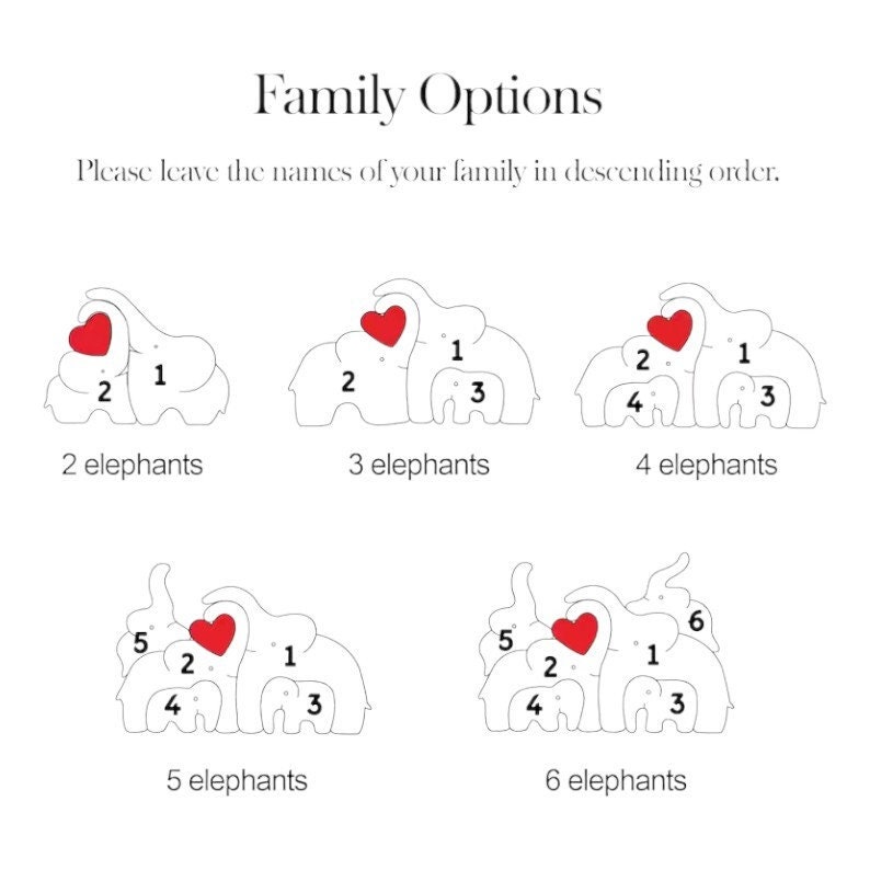 Personalised Wooden Elephant Family Puzzle Wooden Puzzle Custom Wooden ...