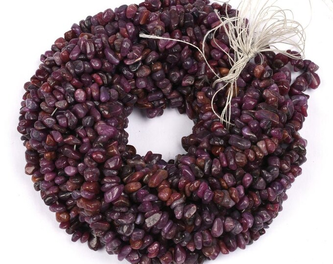 34 Strand Natural Ruby Uncut Chips Nuggets Smooth Beads Gemstone ...