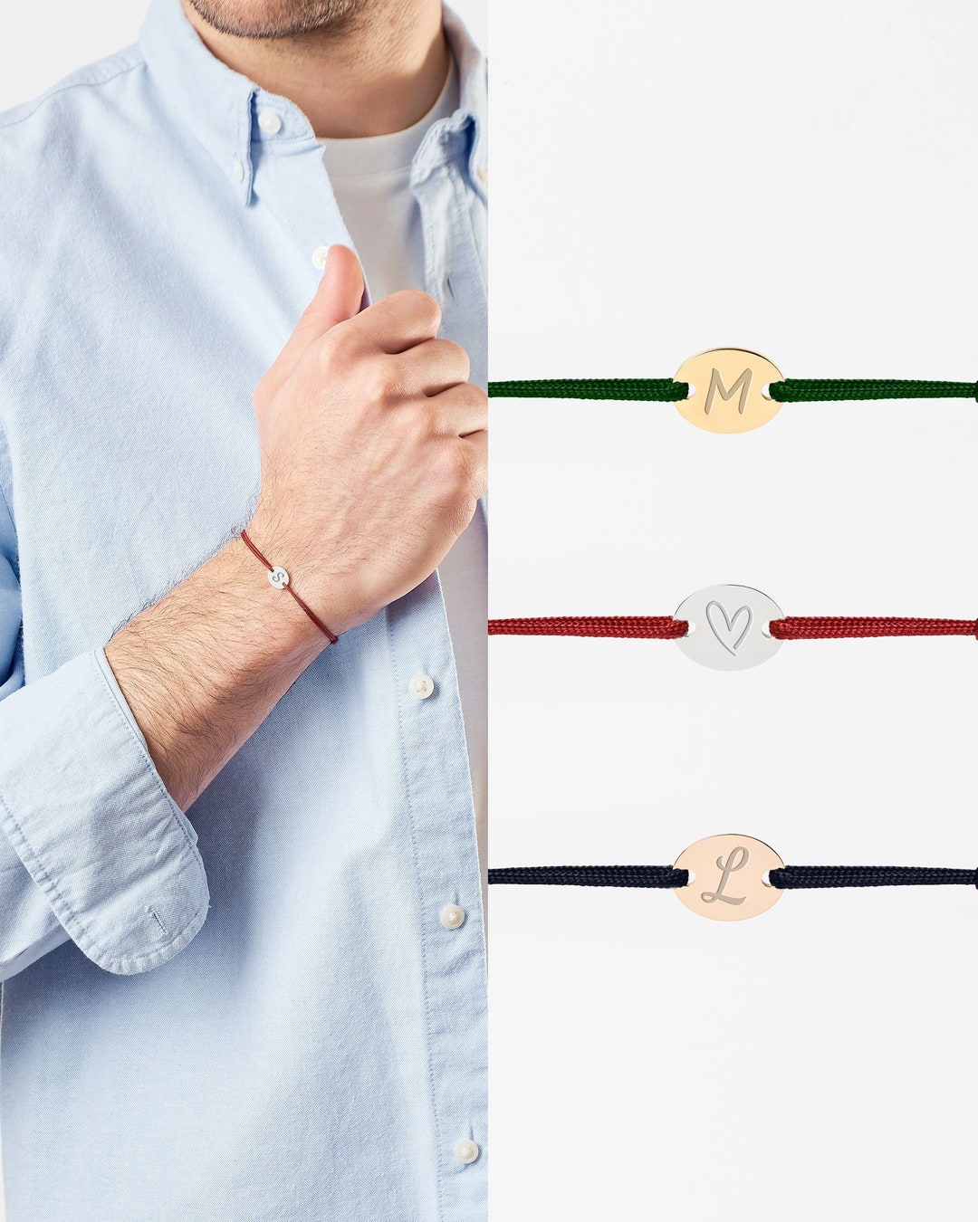Bracelet Homme Personnalisé, Bracelet Cordon Homme, Bracelet Initiale ...