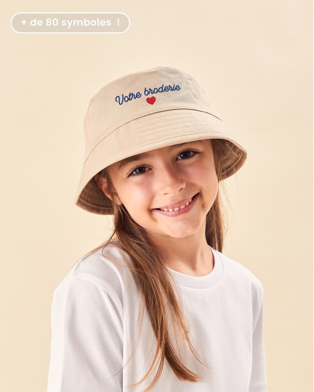 Beige Children's Embroidered Bob, Unisex Children's Personalized Bob ...