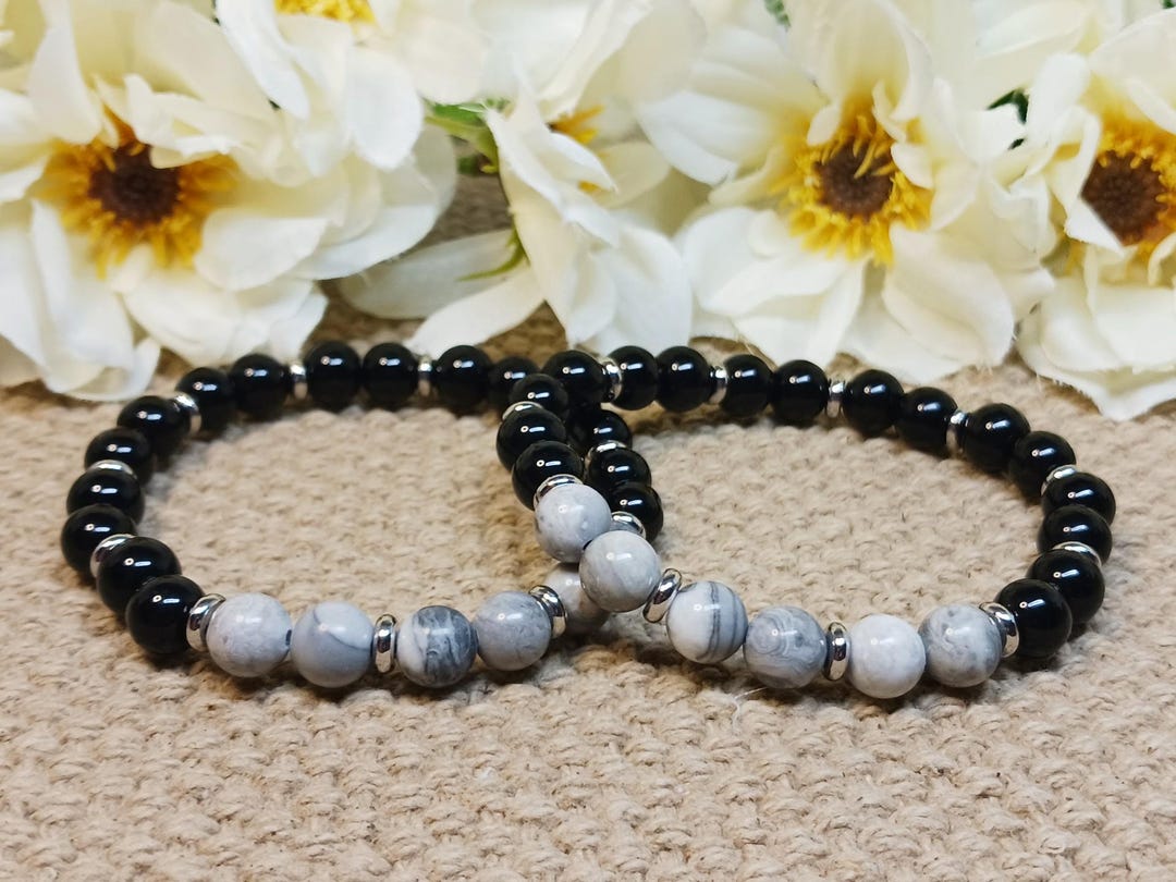 Grounding, Protection, & Stress Relief Bracelet; Grade A Genuine Gray ...