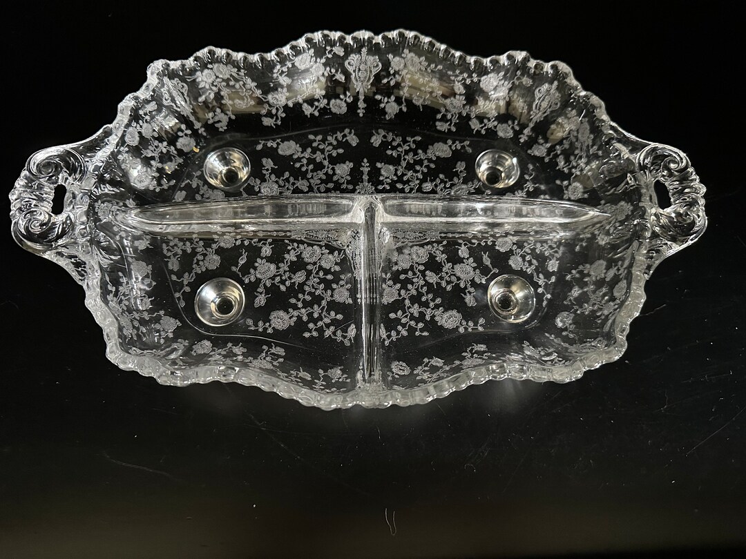 Cambridge Rose Point Three Part Relish Dish - Etsy