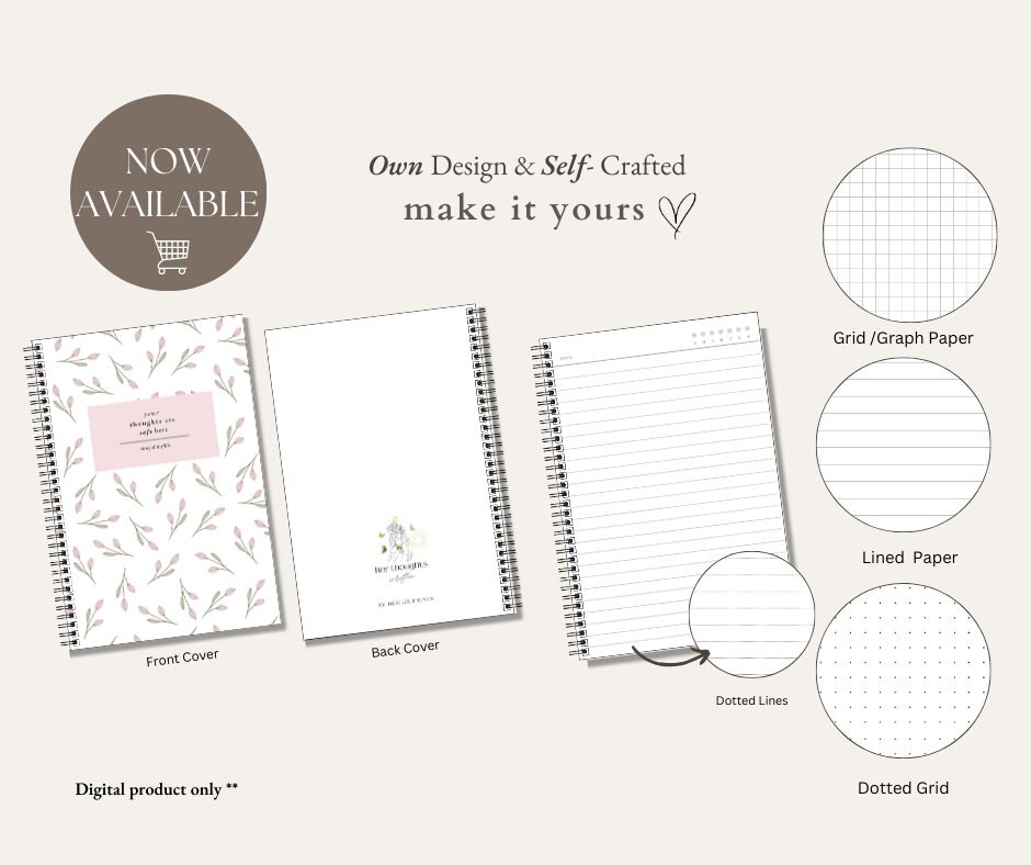 50 Premium Notebook Covers PLUS Notebook Lines Printable Editable ...