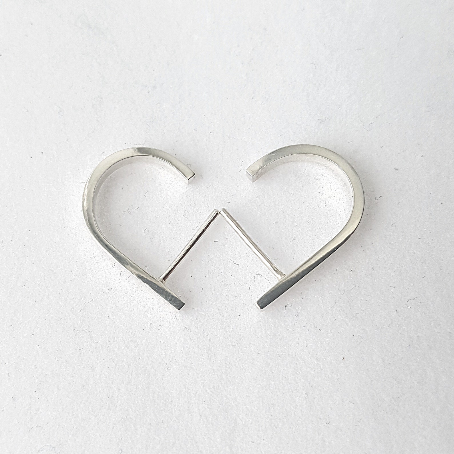 J-shaped Stud Earrings | Sterling Silver | Handmade & Custom in UK ...