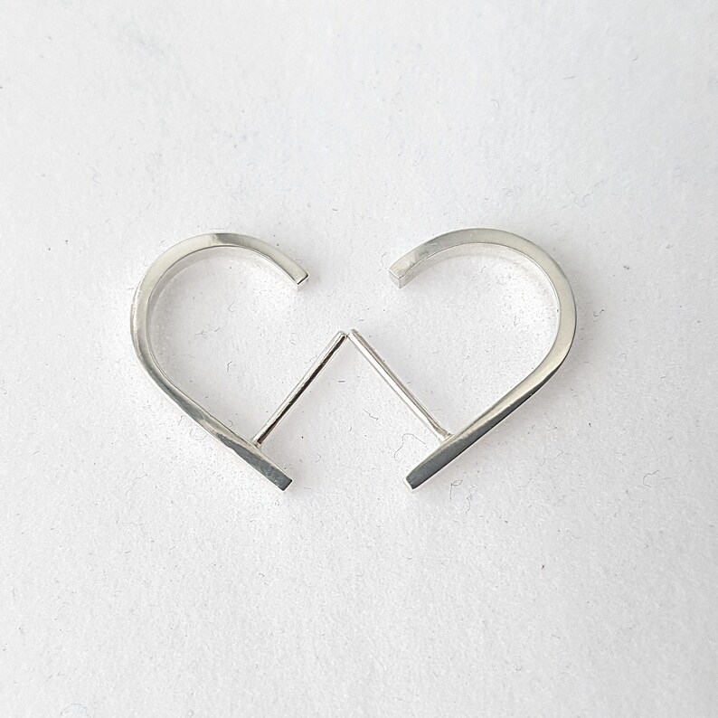 J-shaped Stud Earrings | Sterling Silver | Handmade & Custom in UK ...