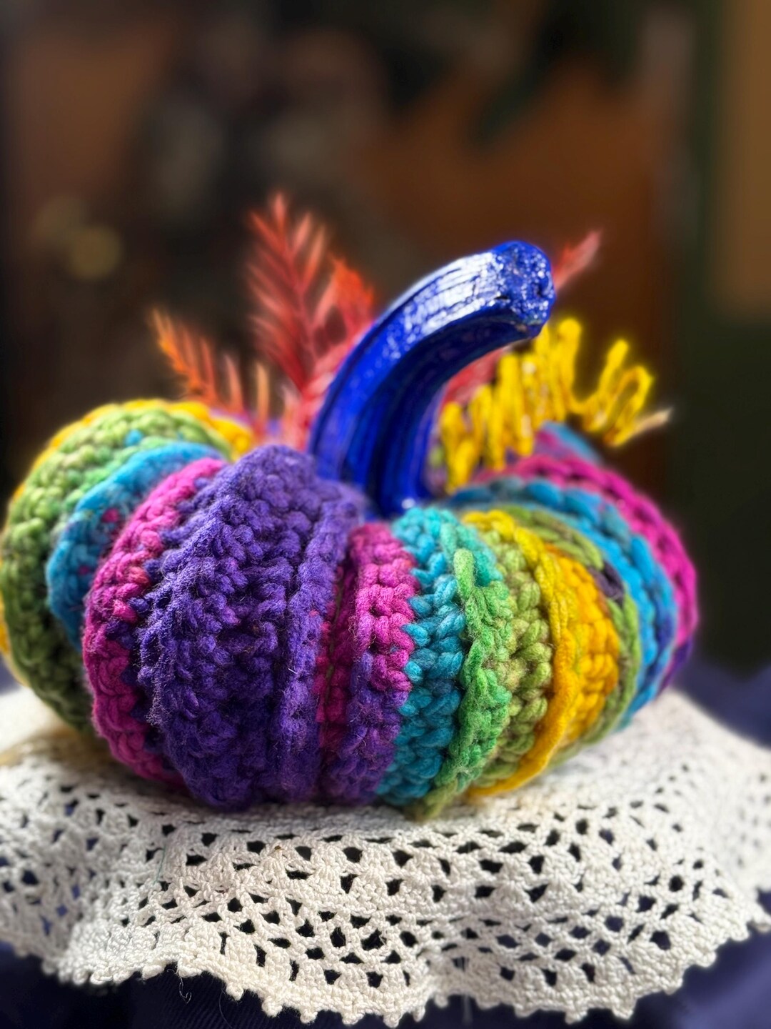 Crocheted Multifall Colored FARMHOUSE Pumpkin. - Etsy