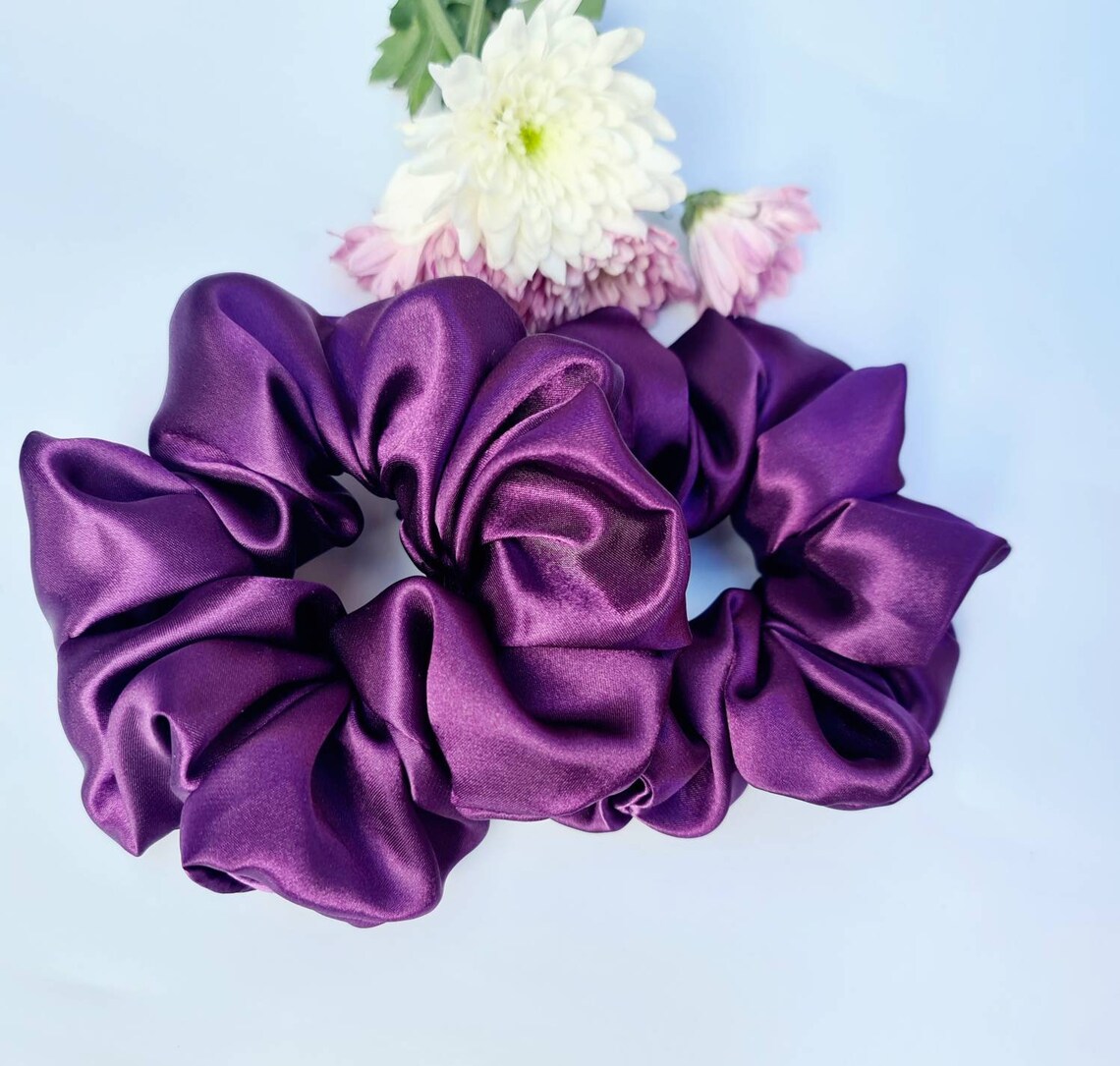 Purple Satin Scrunchie/ Elegant / Unique / Hairstyles /women / - Etsy