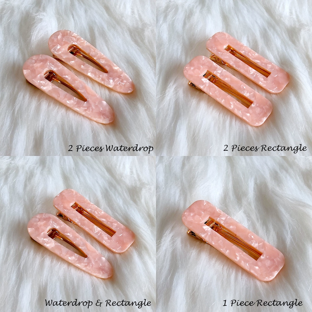 Peach Acetate Hair Clips, Pastel Hair Accessories, Pattern Peach Marble ...