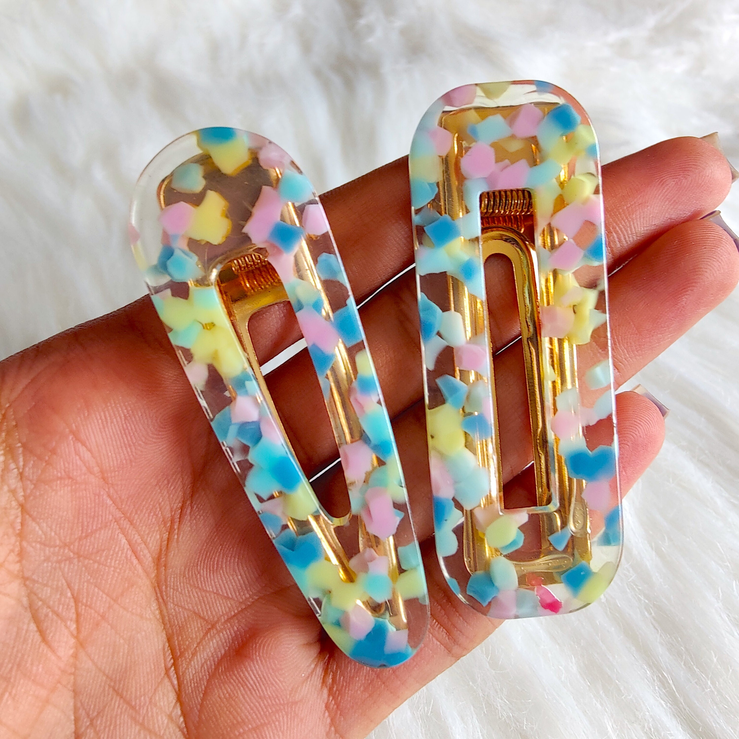 Set of 2 Cute Hair Clips Resin Acrylic Fashion Colourful - Etsy UK