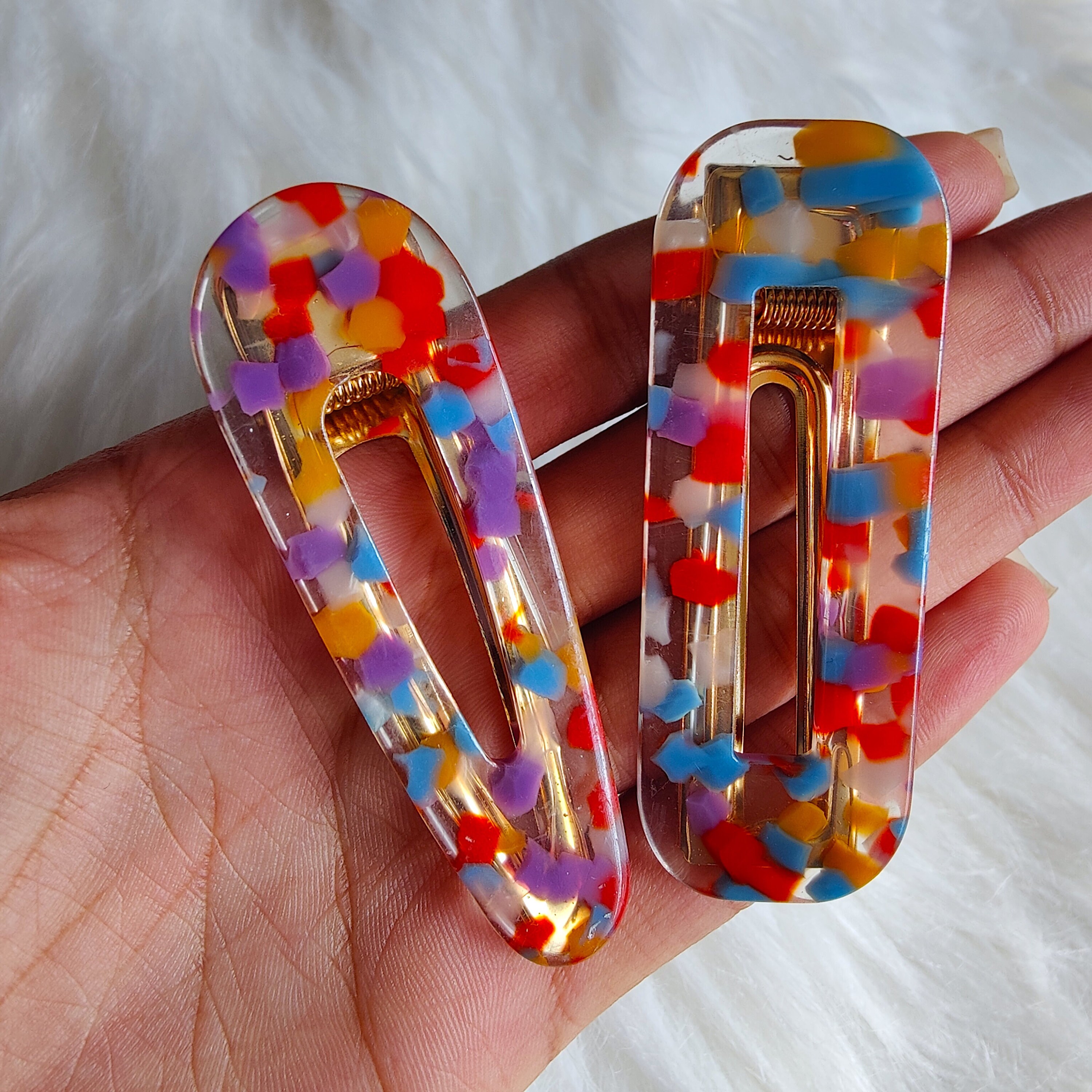 Set of 2 Cute Hair Clips Resin Acrylic Fashion Colourful - Etsy UK
