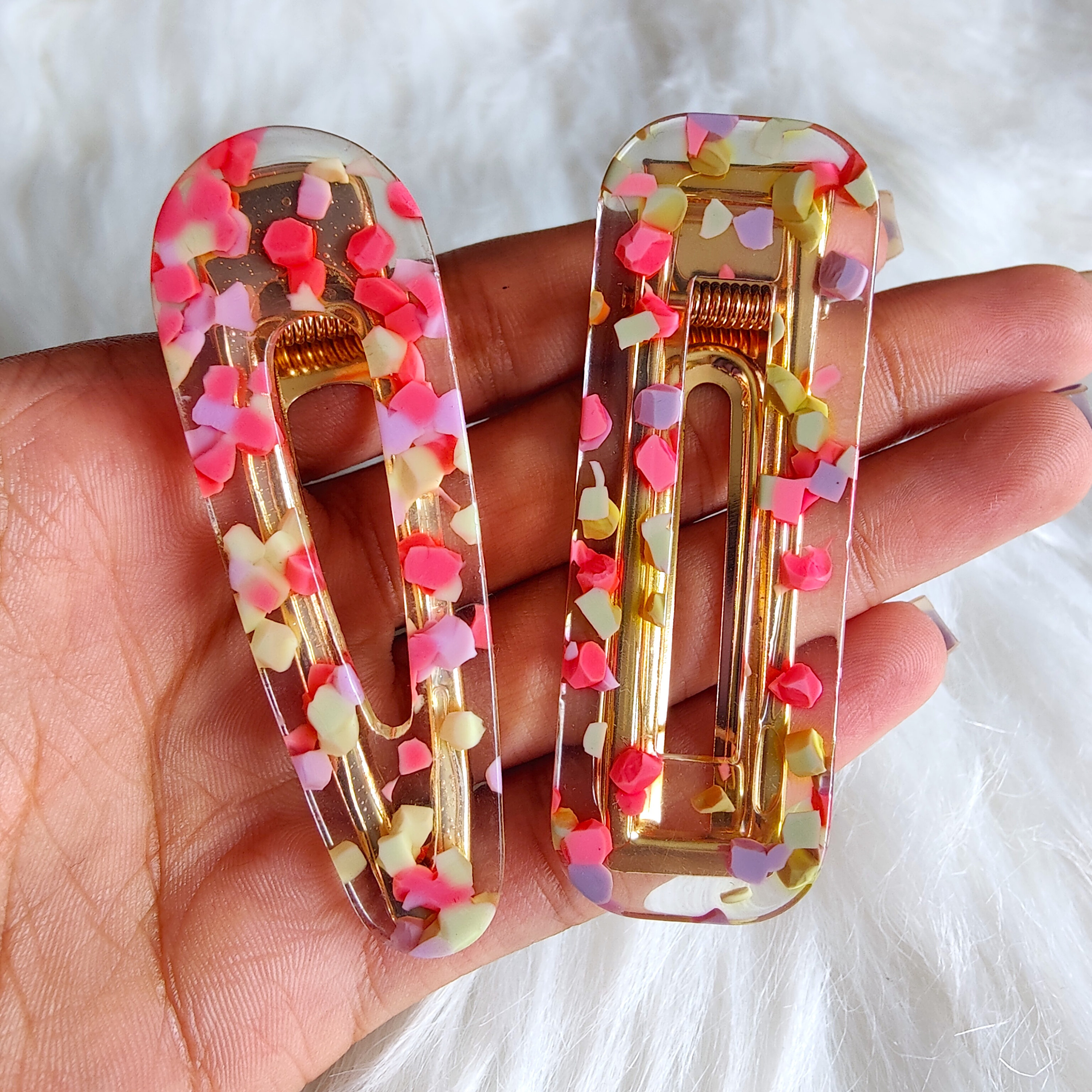 Set of 2 Cute Hair Clips Resin Acrylic Fashion Colourful - Etsy UK